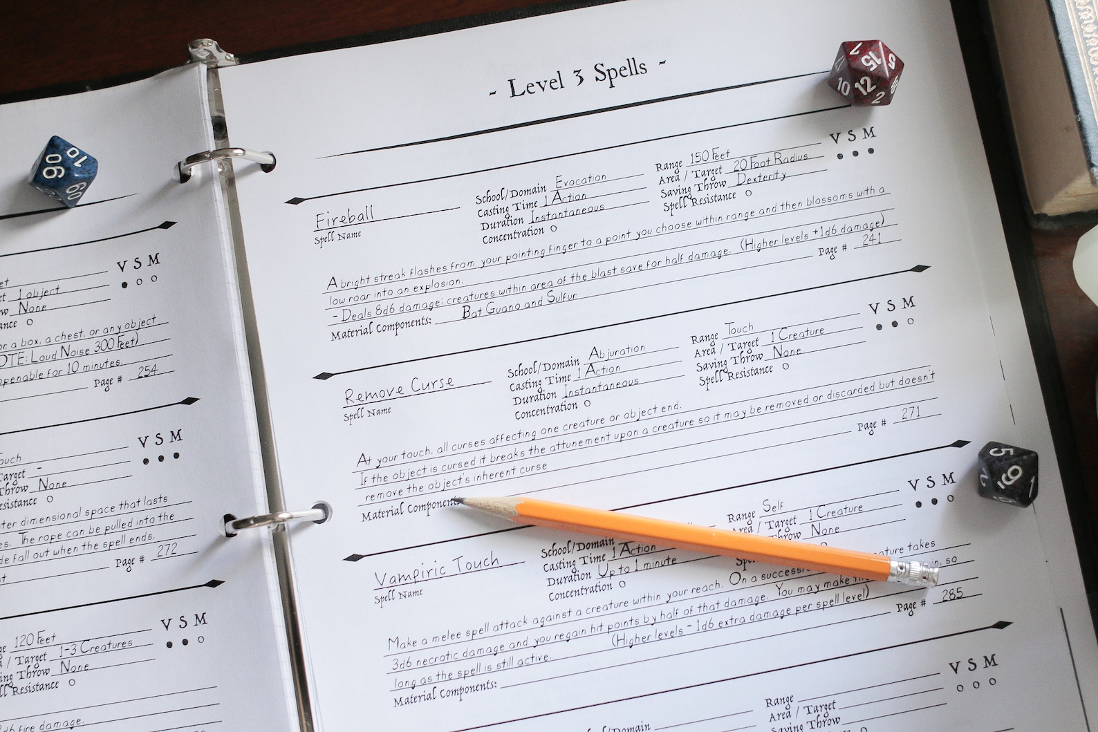 Spellbook Pages Printable Dungeons and Dragons, Pathfinder, Compatible ...