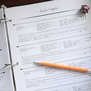 Spellbook Pages Printable Dungeons and Dragons, Pathfinder, Compatible ...