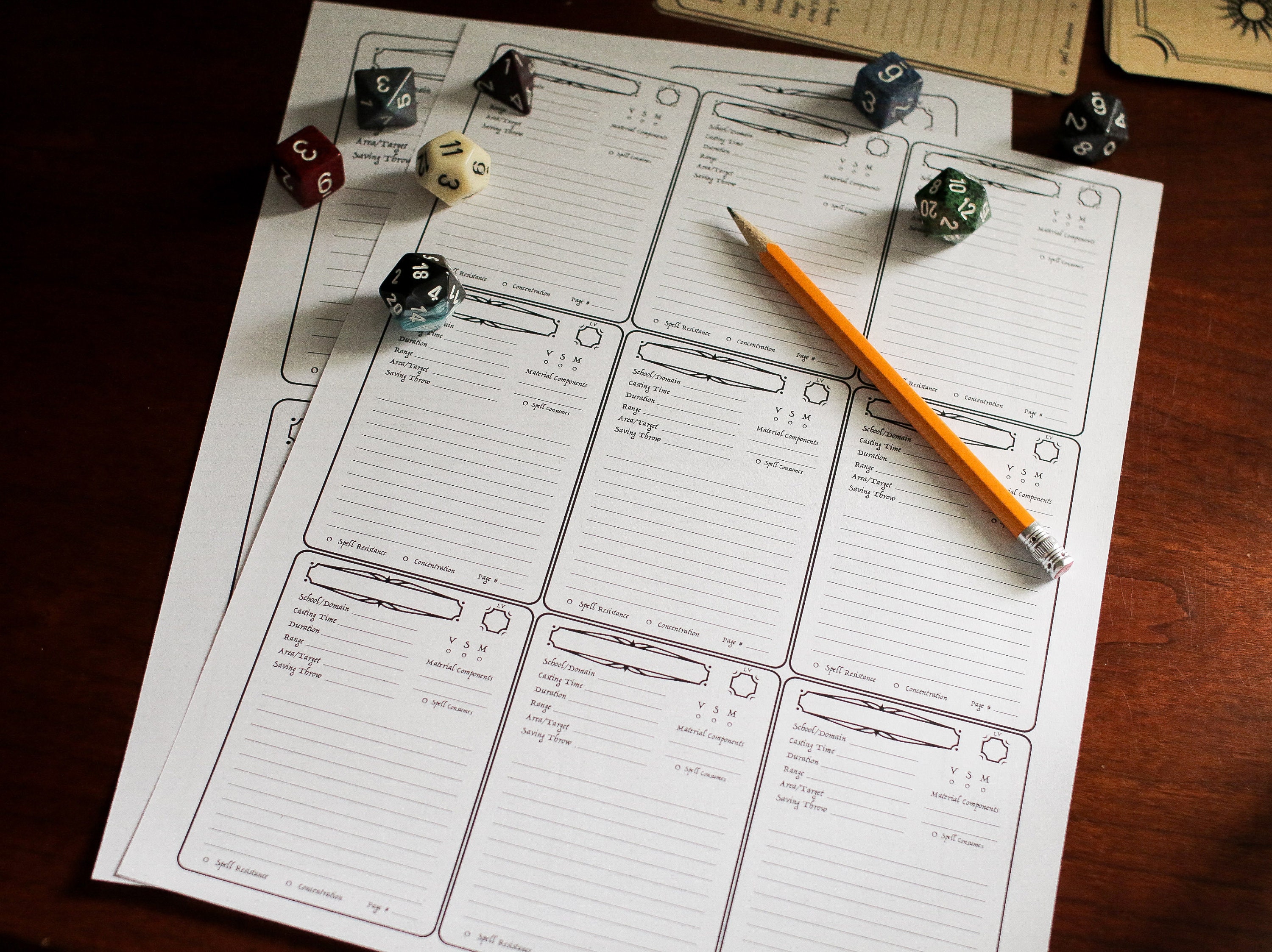 Spell Cards Dungeons and Dragons, Pathfinder, Compatible With Most D20 ...