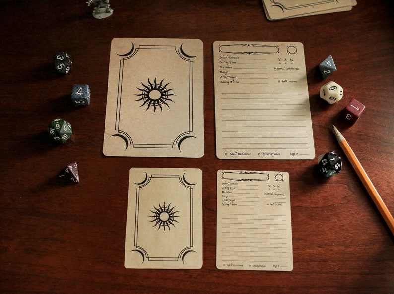 Spell Cards Dungeons and Dragons, Pathfinder, Compatible With Most D20 ...