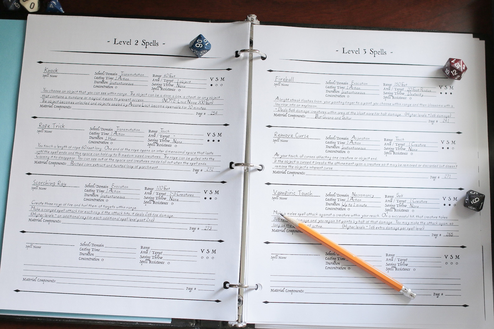 Spellbook Pages Printable Dungeons and Dragons, Pathfinder, Compatible ...