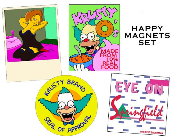 Happy Magnets Set. the Simpsons. Los Simpson. Krusty. Regalo - Etsy