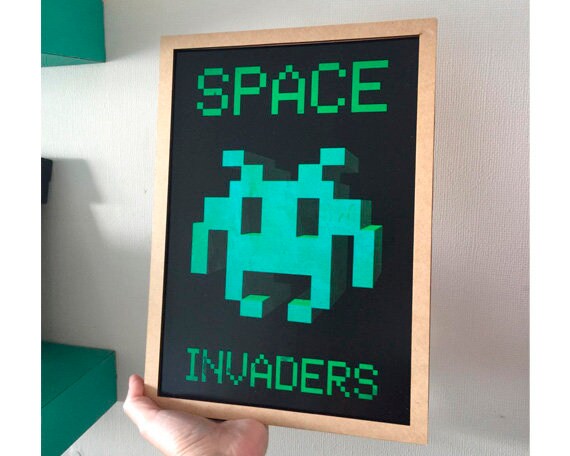 Space Invaders Wall Frame. Retro / Vintage Decor. Vintage Concepts ...