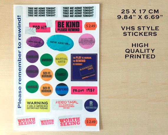 VHS Style High Quality Stickers Sheet. Great Gift. VCR Lovers. - Etsy