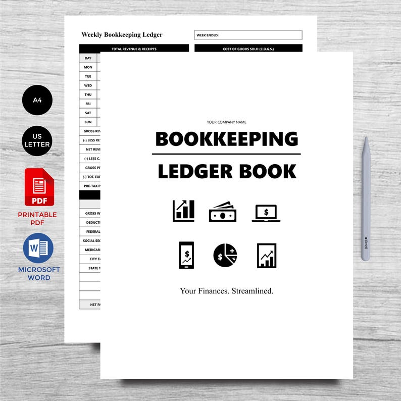 Bookkeeping Ledger Book - Weekly Small Business Accounting Organizer ...