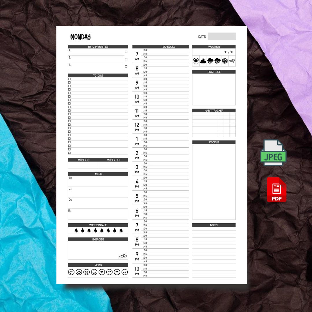 Detailed Daily Planner: Printable Schedule, Tracker, and Log (PDF ...