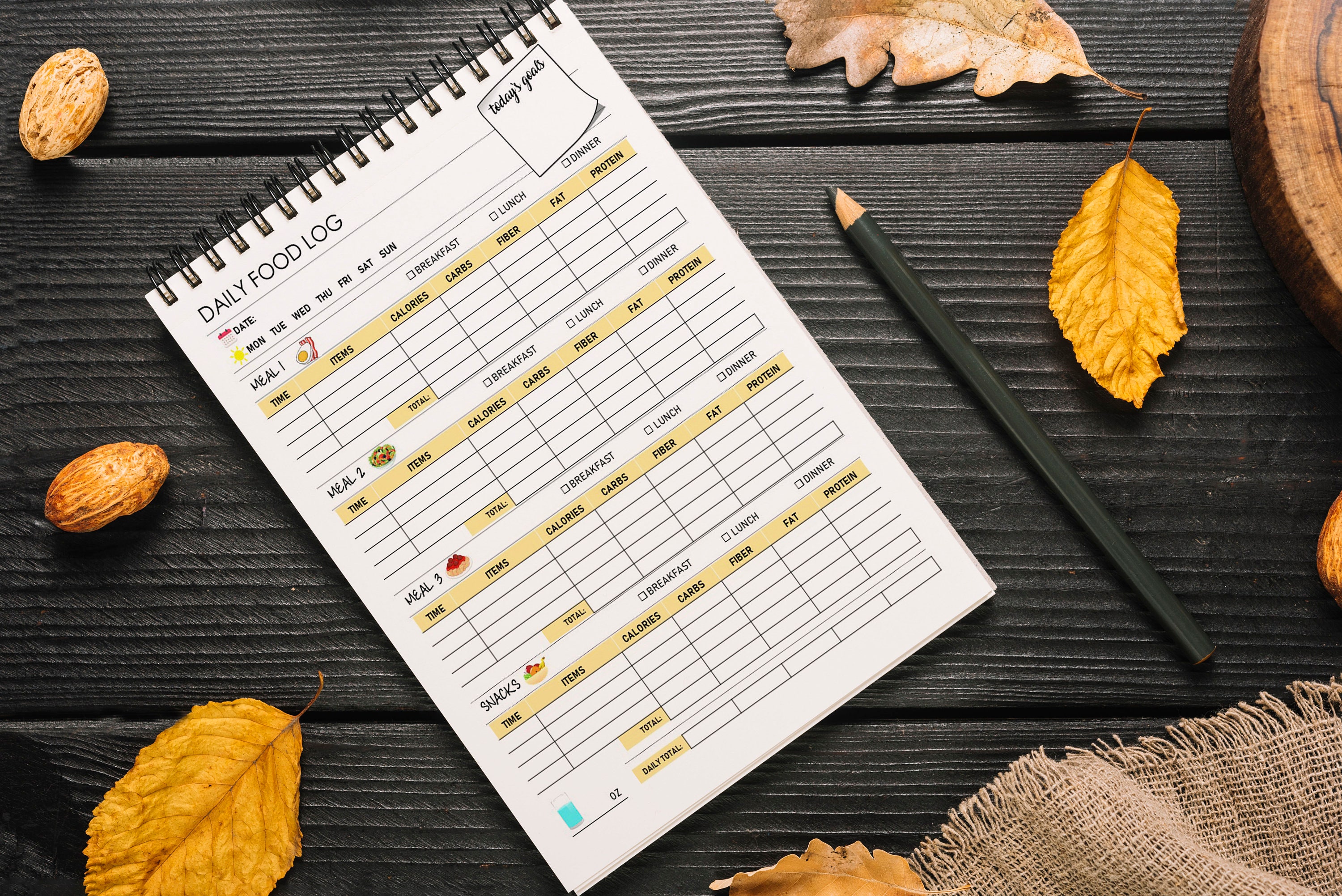 Daily Food Journal, Food Log, Food Diary, Food Tracker, Weekly Meal ...