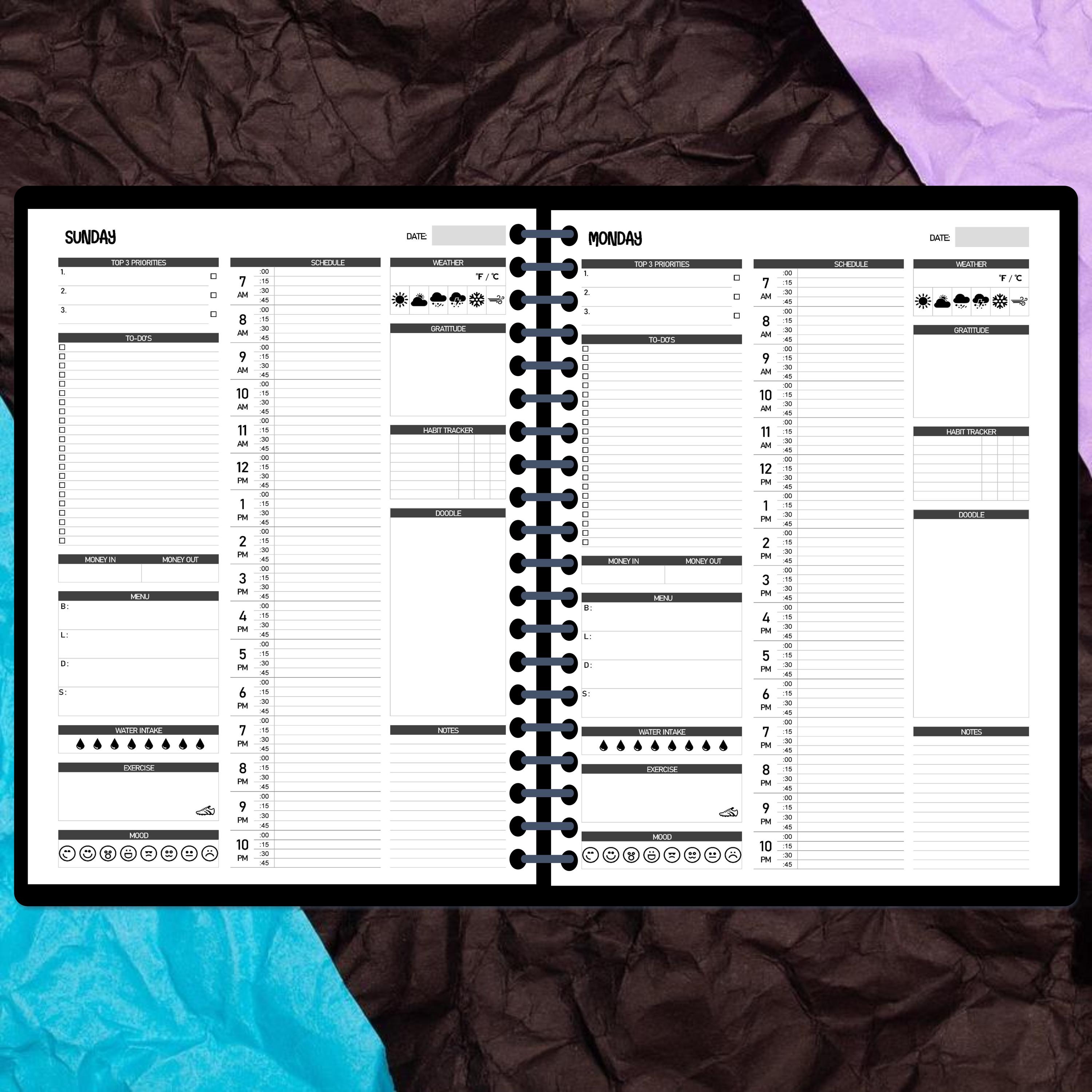 Detailed Daily Planner: Printable Schedule, Tracker, and Log (PDF ...