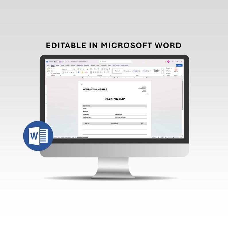 Editable Packing Slip Template, Customer Delivery Note (microsoft Word ...
