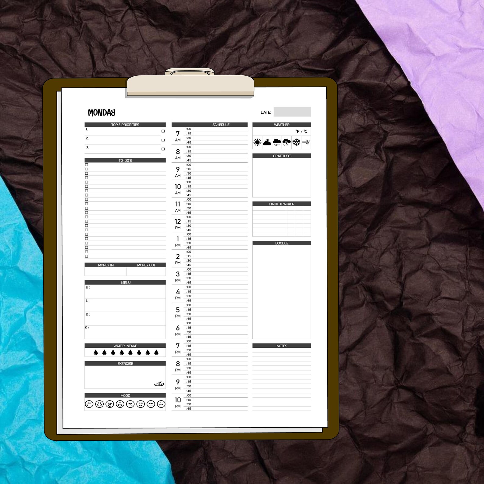 Detailed Daily Planner: Printable Schedule, Tracker, and Log (PDF ...