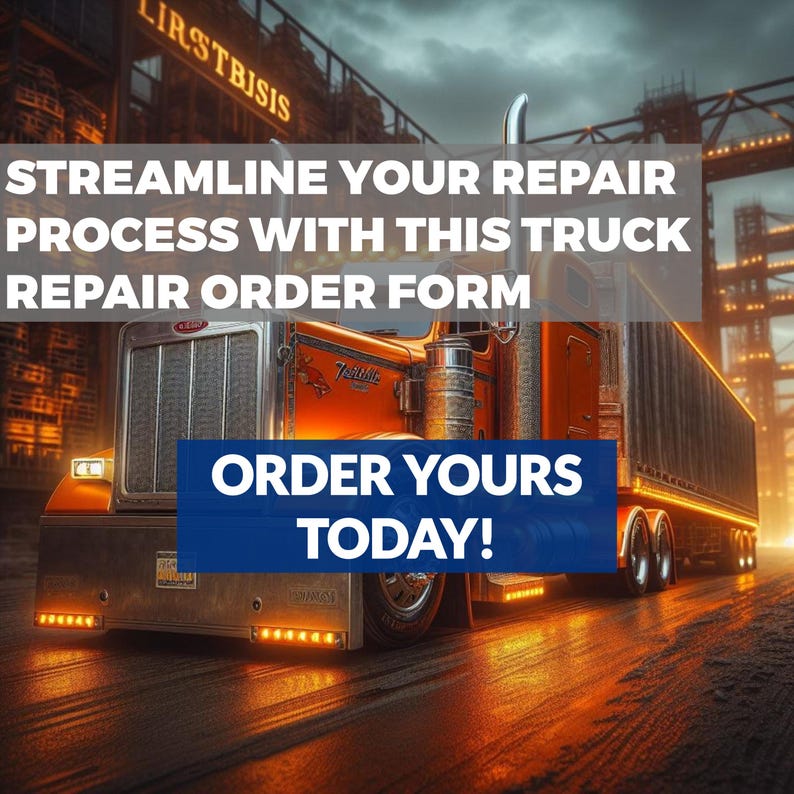 Editable Truck Repair Order Form: Microsoft Word - Etsy