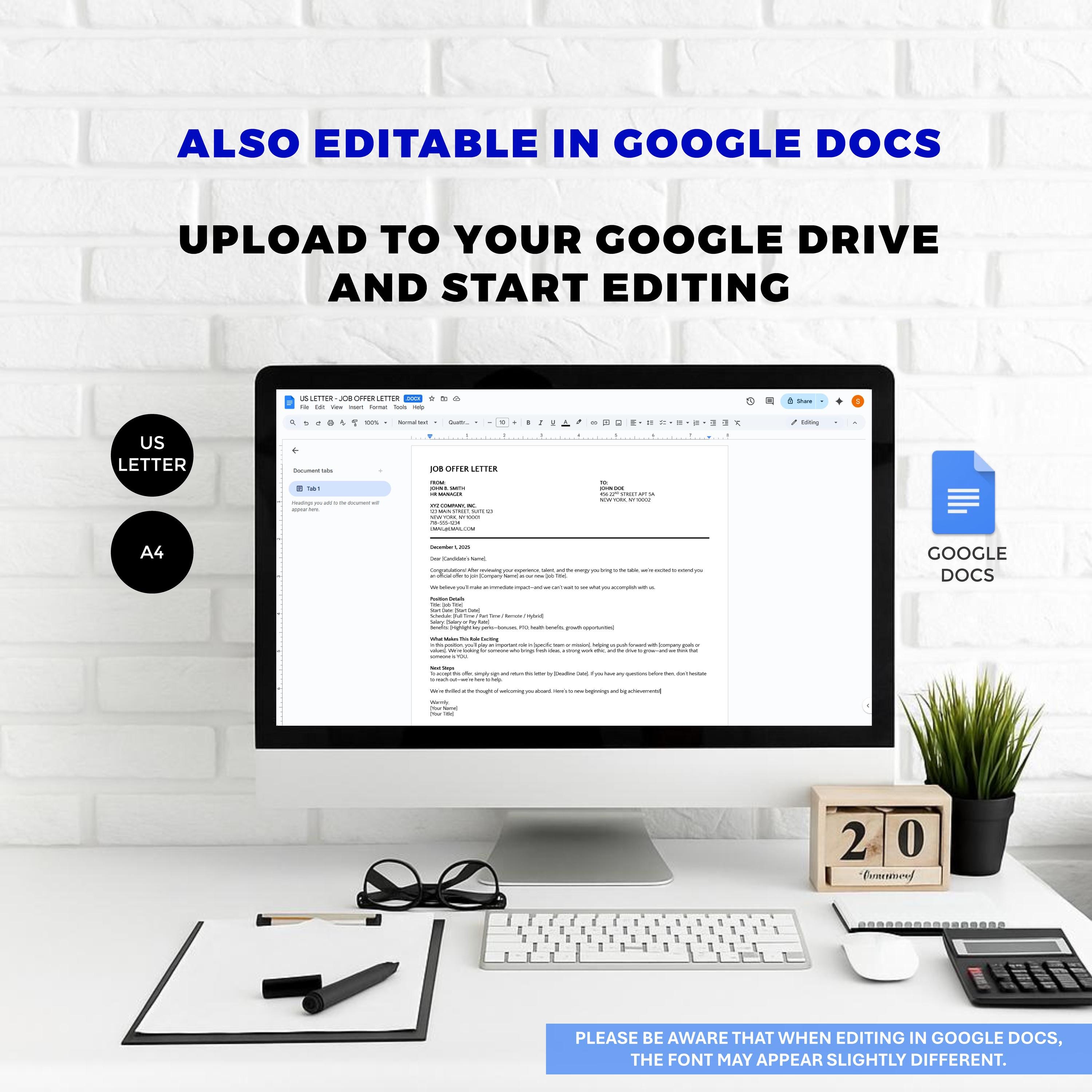 Editable Job Offer Letter: Microsoft Word & Google Docs - Etsy