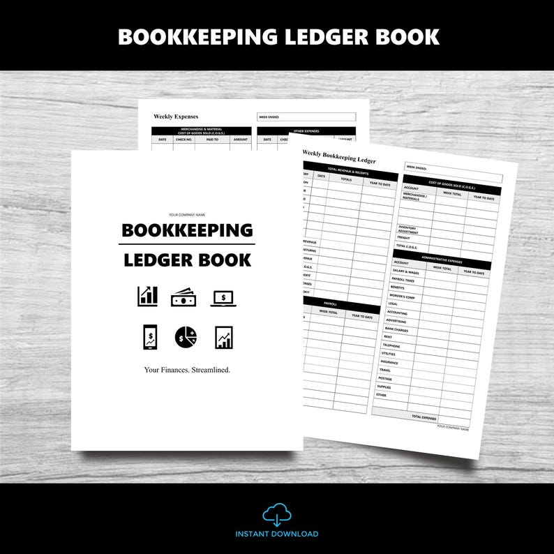 Bookkeeping Ledger Book - Weekly Small Business Accounting Organizer ...