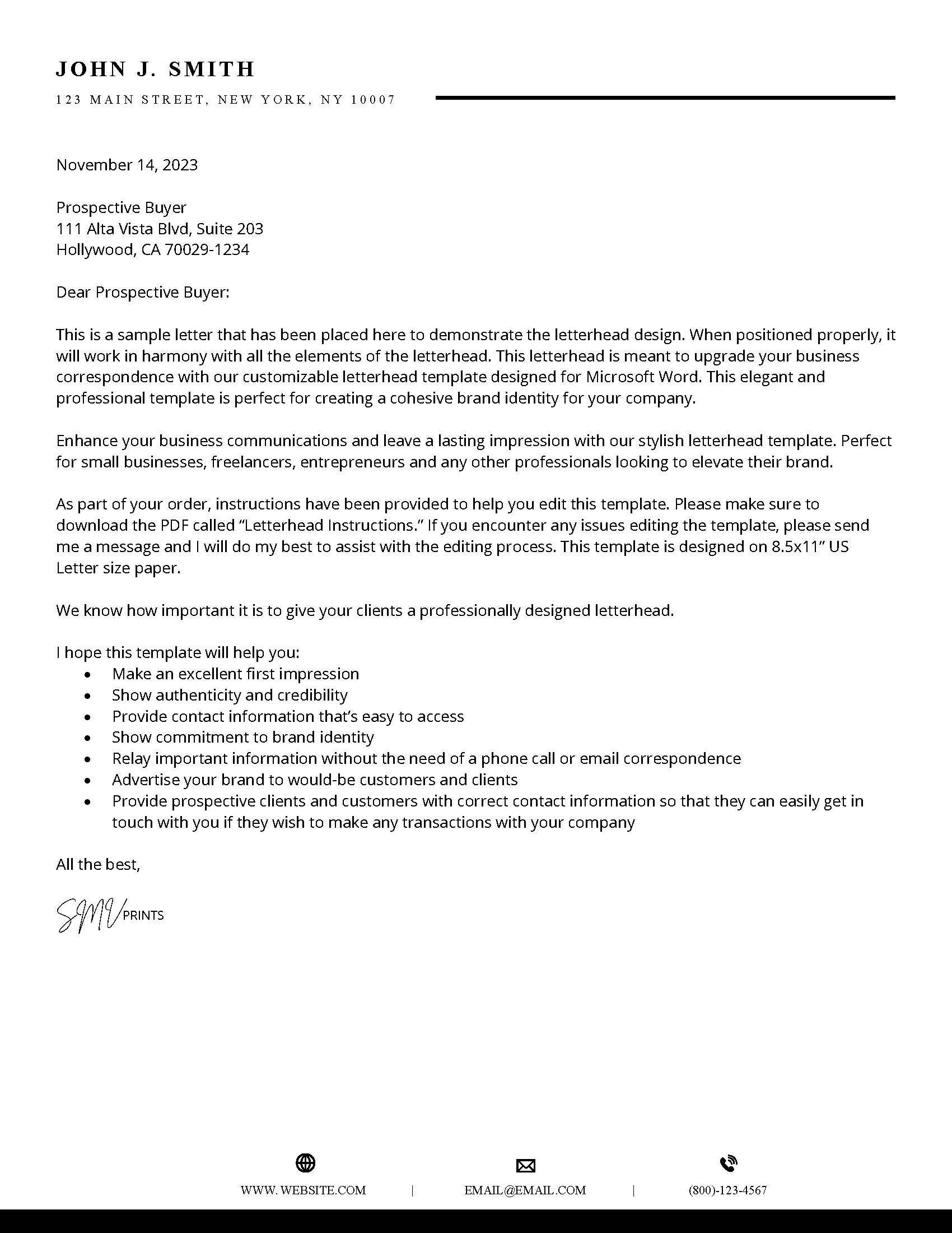 Microsoft Word Letterhead, Letterhead Template, Professional Modern ...