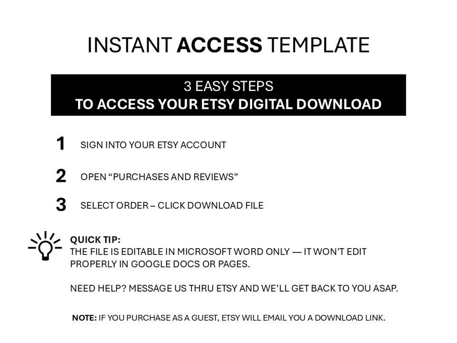 Editable Purchase Order Template: Business Form (microsoft Word) - Etsy