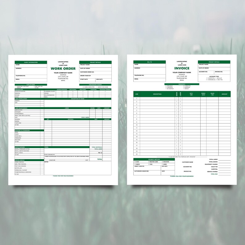Editable Landscaping & Lawn Care Work Order and Invoice Template ...