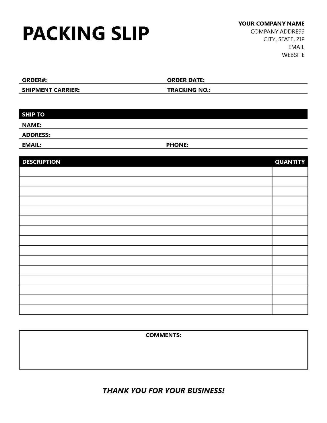 Editable Minimalist Packing Slip Template: Microsoft Word - Etsy