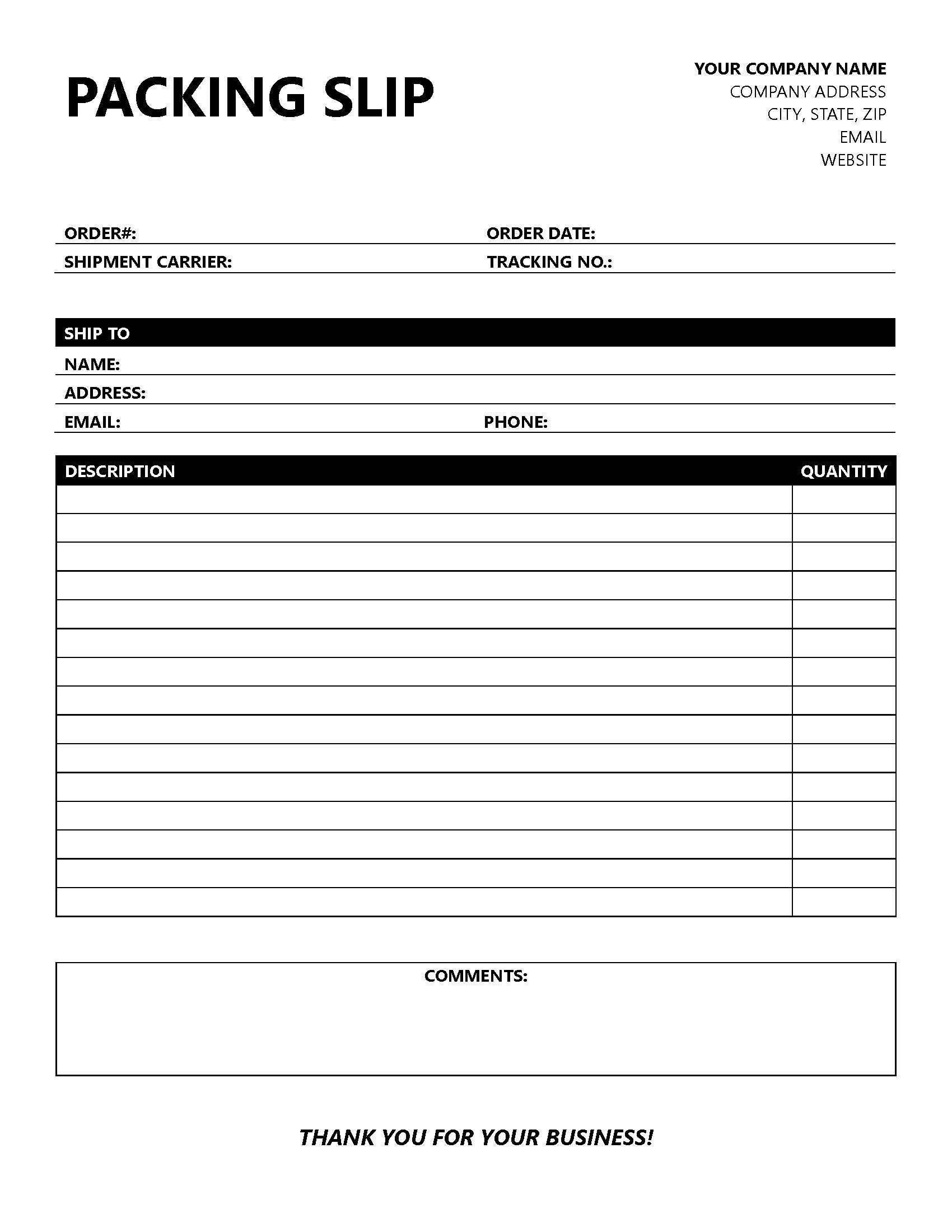 Editable Minimalist Packing Slip Template: Microsoft Word - Etsy
