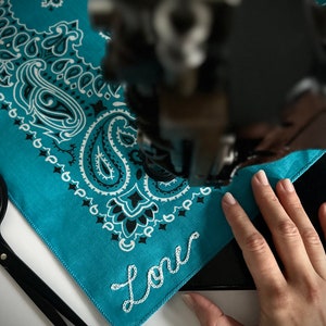 Personalized Chain Stitch Embroidered Bandana - MADE IN USA Bandanas ...