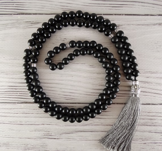 Mala Necklace shungite Mala 108 Meditation Beads Black Onyx Mala Beads Yoga Mala Prayer Beads Yoga Gift Buddhist Necklace Shungite Necklace Etsy