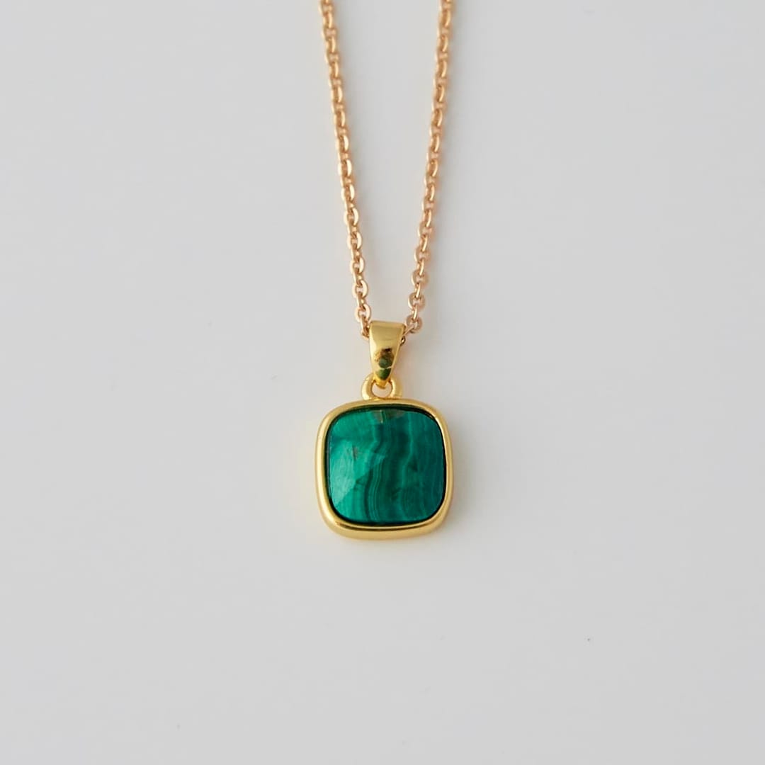 Christmas Gift for Her Genuine Malachite Necklace Womens Jewelry Malachite Pendant Necklace ...