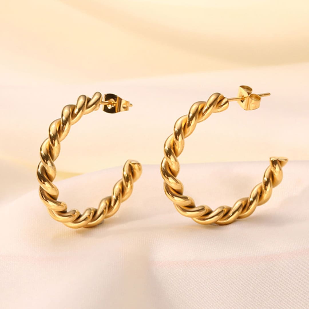Twisted Spiral Hoops Earrings 18k Gold Open Hoop Earrings Gold - Etsy
