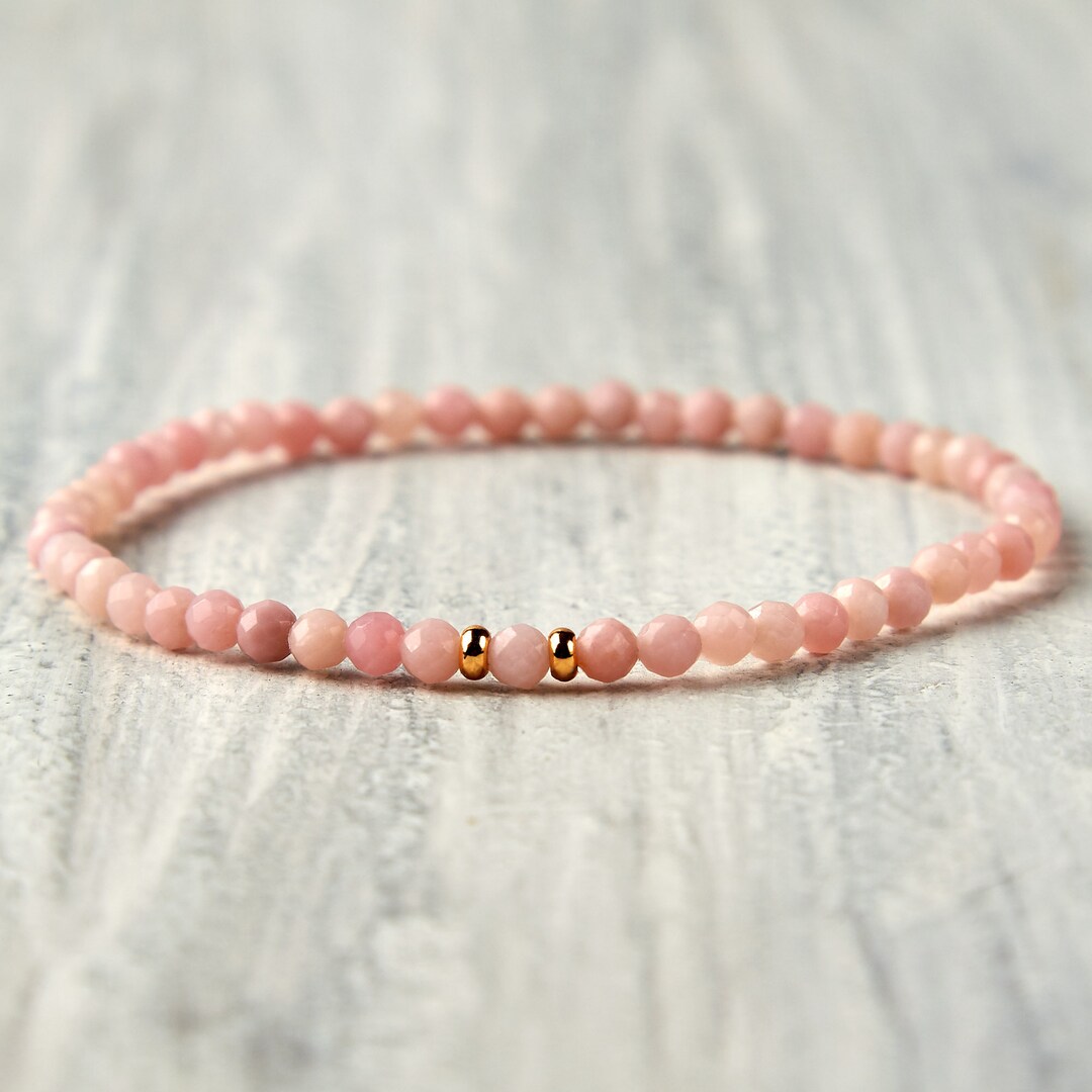 Dainty Bracelet Pink Opal Bracelet October Birthstone Jewelry Fertility ...