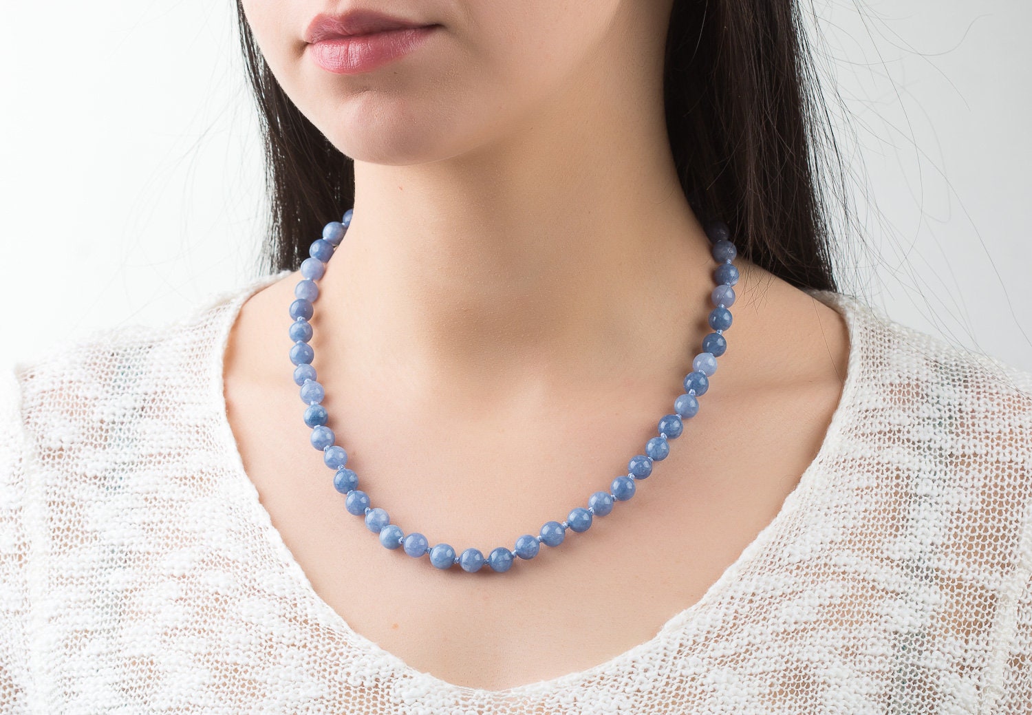 Angelite necklace Womens necklace Gemstone jewelry Blue stone | Etsy