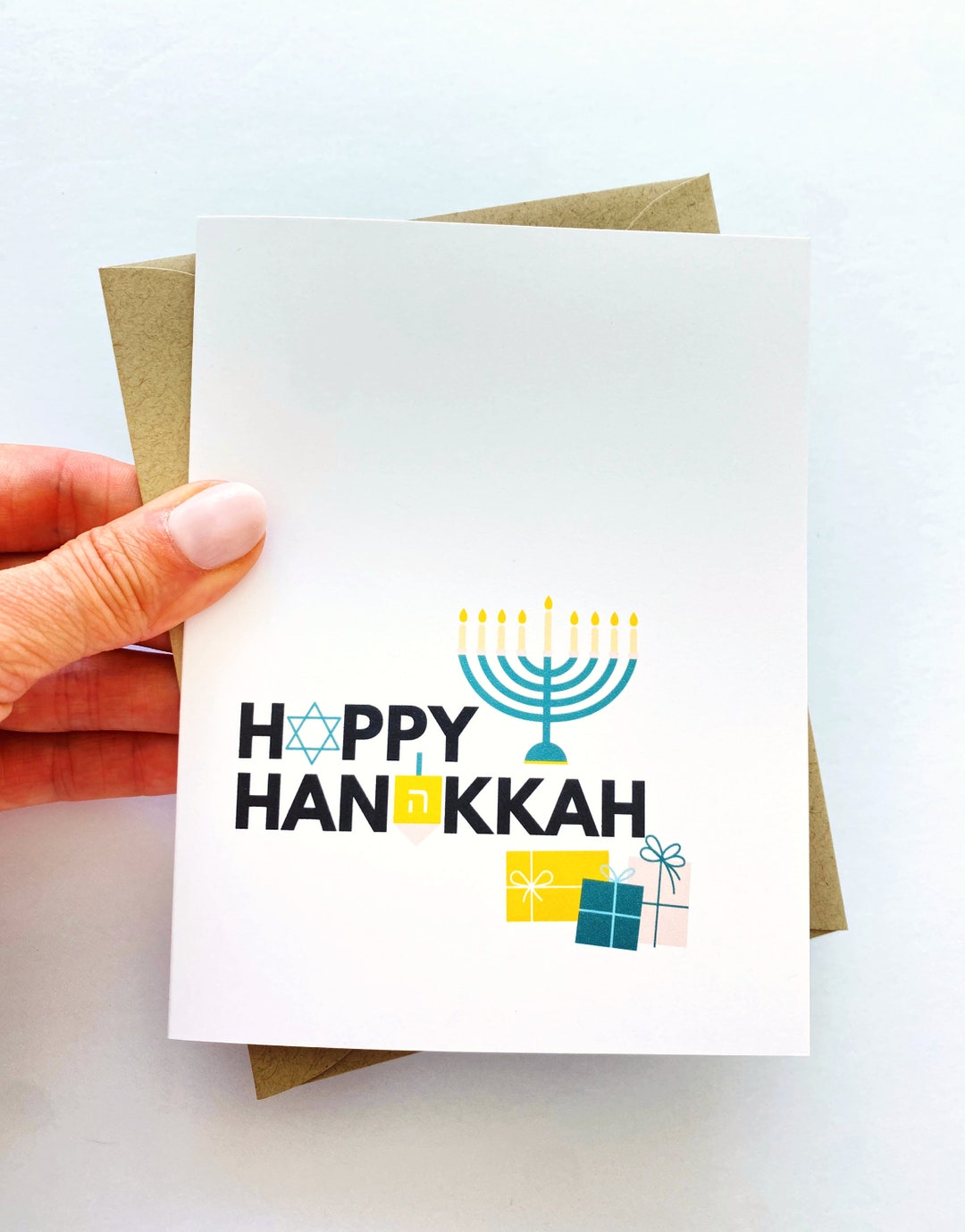Happy Hanukkah Menorah Holiday Card Modern Hanukkah Card Custom Bulk ...