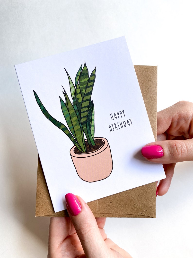 Plant Birthday Card Happy Birthday Card Plant Lady Card for - Etsy