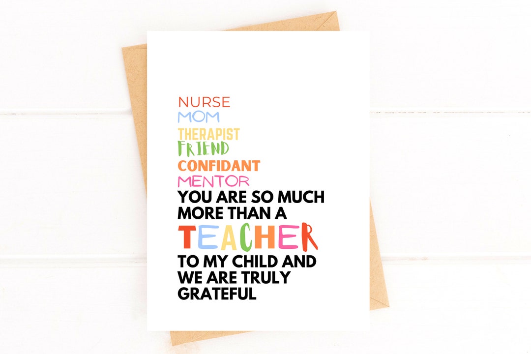 Teacher Appreciation Day Card Back to School End of Year Card - Etsy