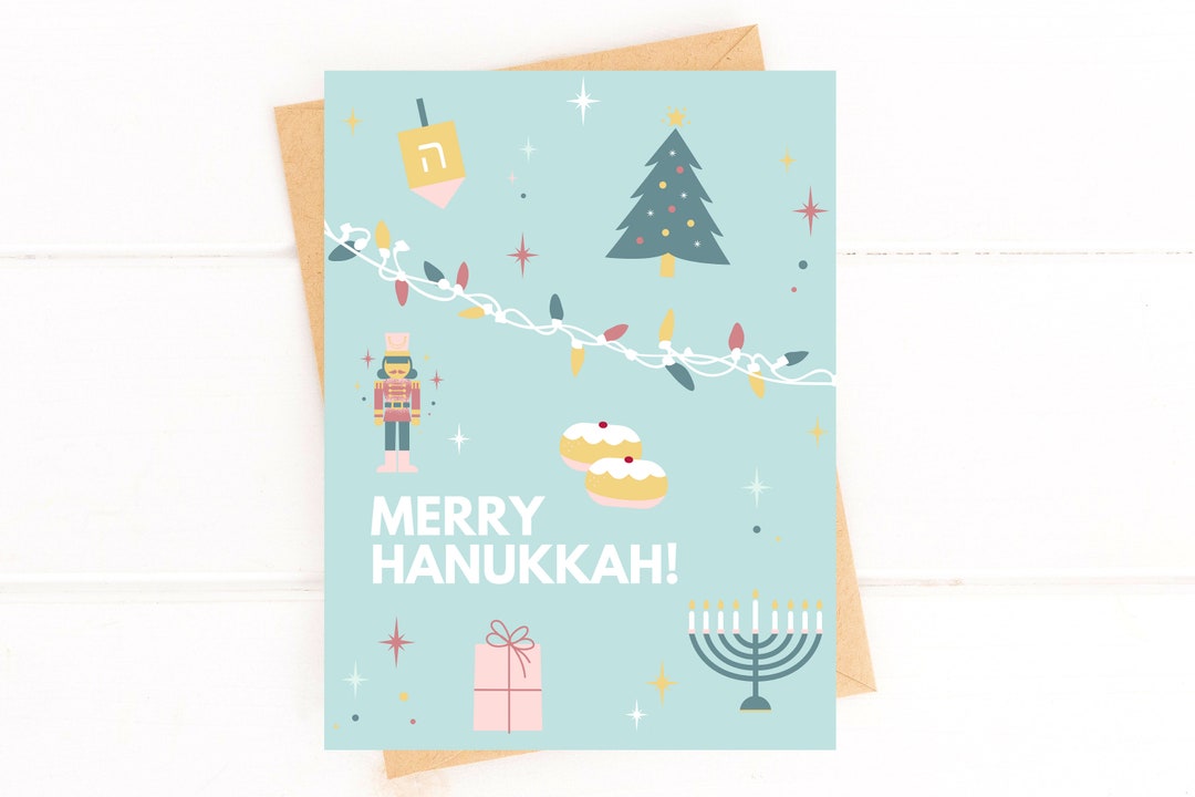 Merry Hanukkah Card for Hanukkah and Christmas Custom Bulk Christmas ...