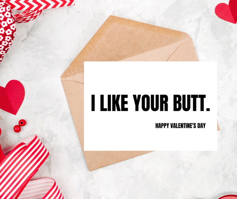 I Like Your Butt Valentines Card Funny Valentines Card Cute Etsy