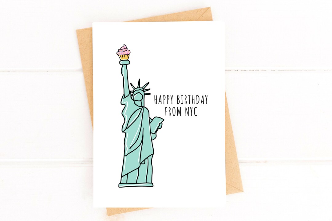 Happy Birthday From NYC Statue of Liberty Birthday Card - Etsy
