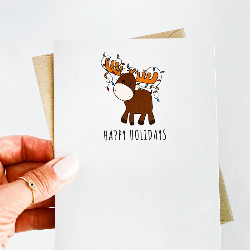 Holiday Card Set Moose - Etsy