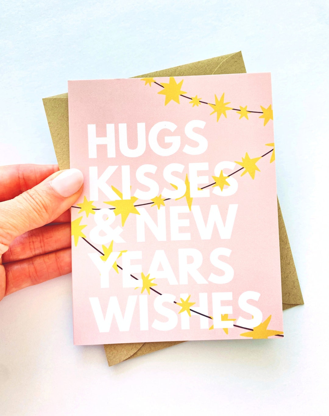 Hugs Kisses and New Year's Wishes Season's Greetings Card Custom Bulk ...
