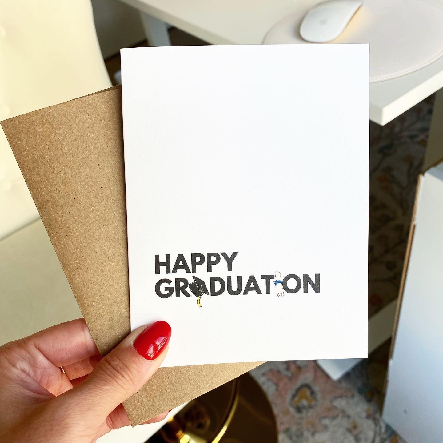 Happy Graduation Hat and Diploma Icons Card for Grad - Etsy
