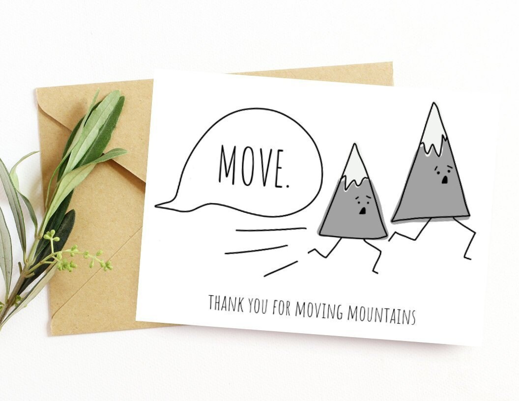 Move Mountains Thank You Card Cute Thank You Card for Friend | Etsy
