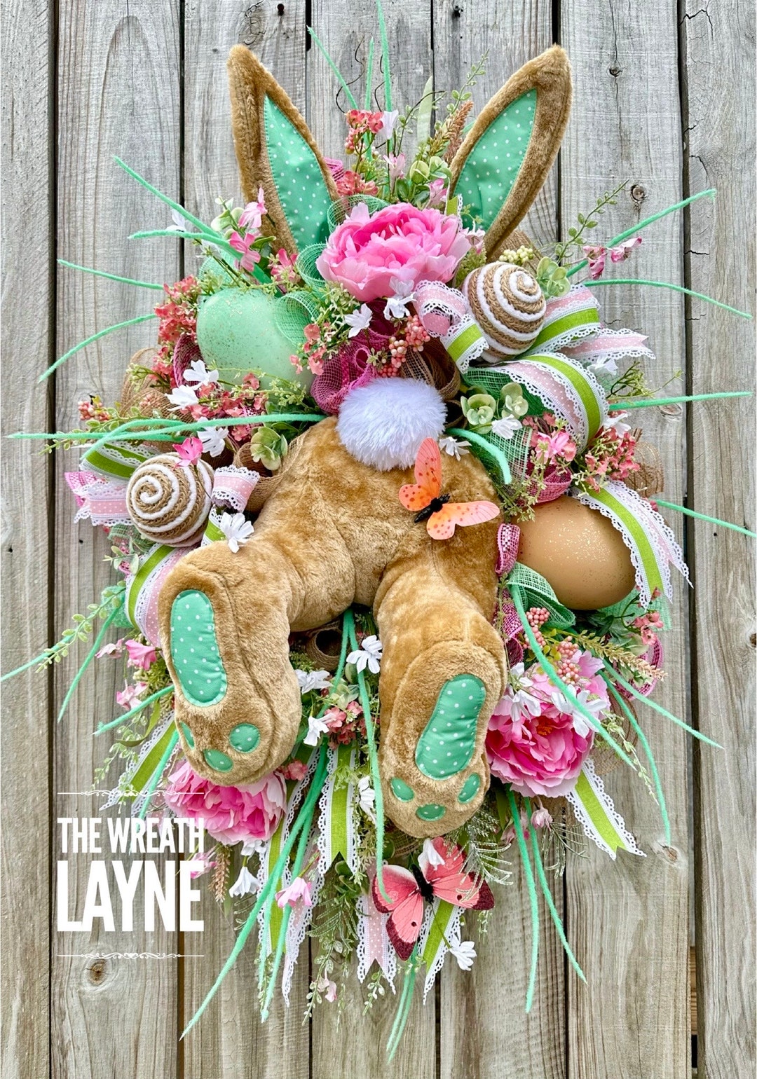 Spring Bunny Mesh Wreath, Pastel Spring Wreath, Spring Mesh Wreath ...