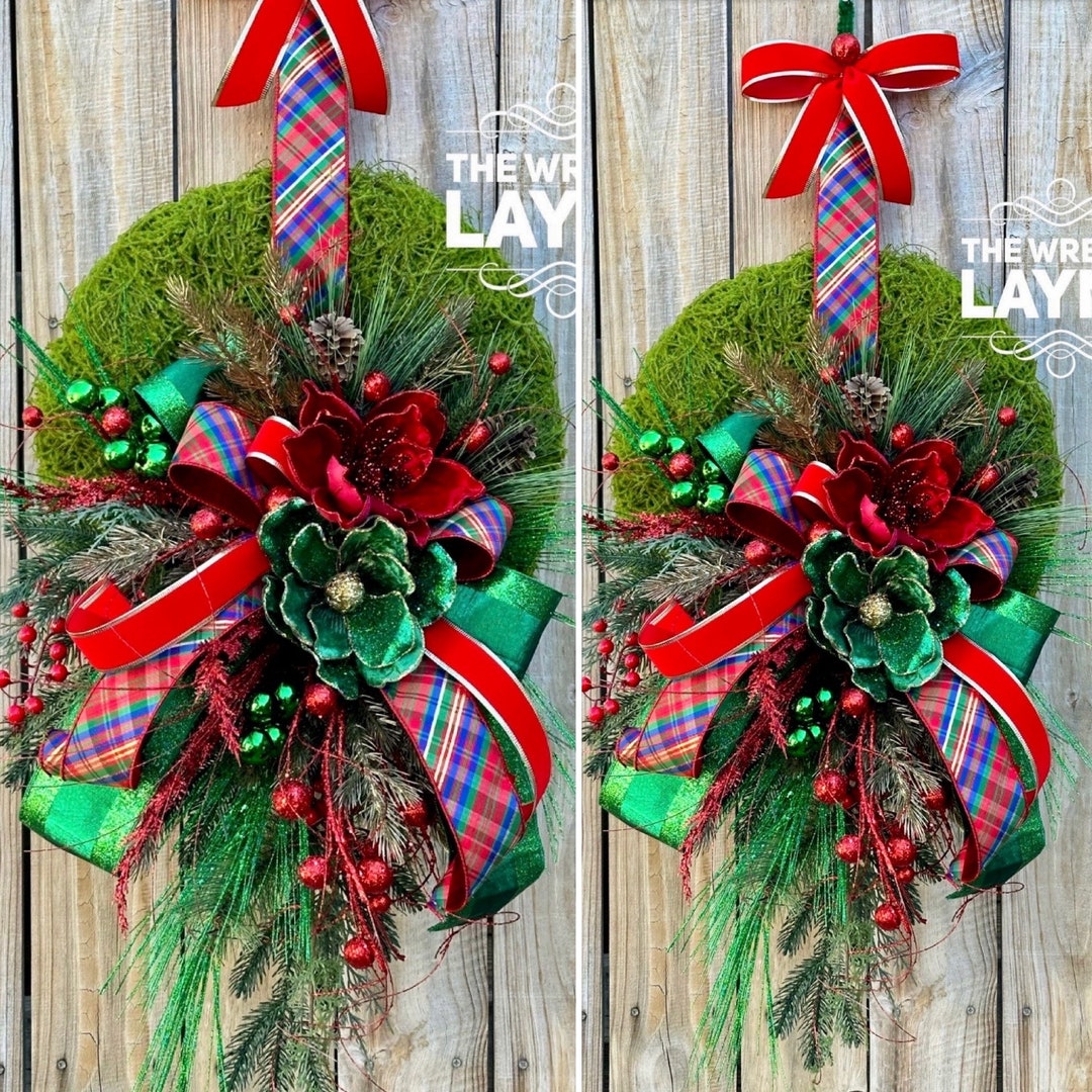 Christmas Moss Wreath, Fancy Christmas Wreath, Glam Christmas Wreath ...