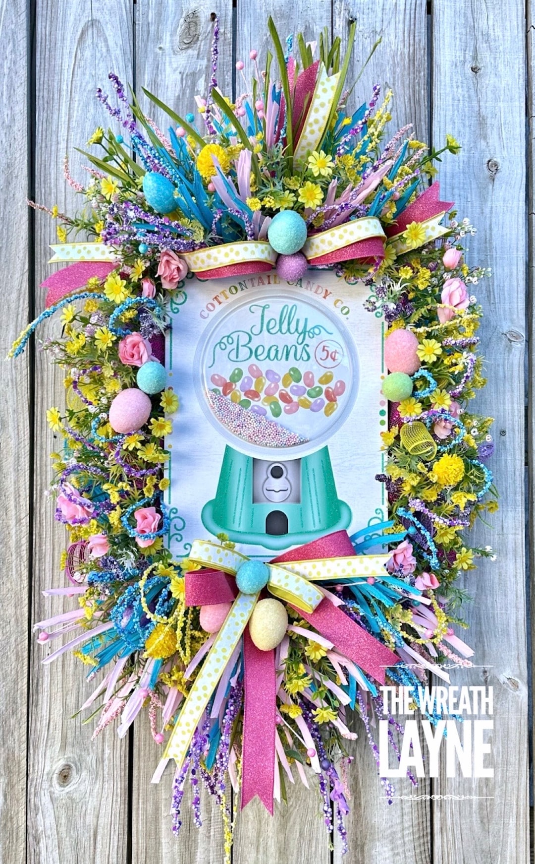 Spring Mesh Wreath, Bubblegum Decor, Daisy Mesh Wreath, Easter Mesh ...