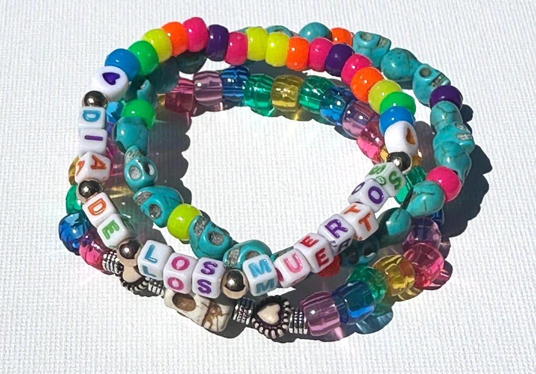 Made to Order, Day of the Dead, Dia De Los Muertos Bracelet, Set of 3 ...