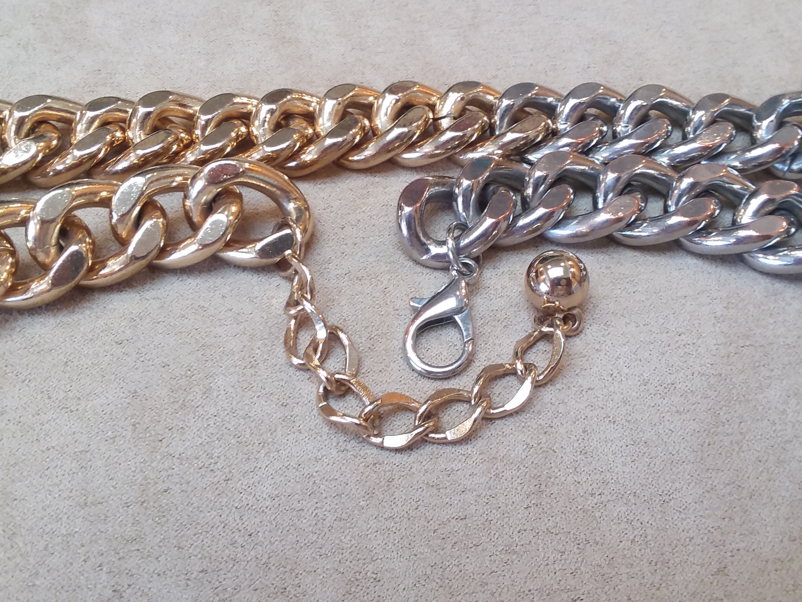 Vintage Massive Gold & Silver Chain Necklace Unique Gift - Etsy