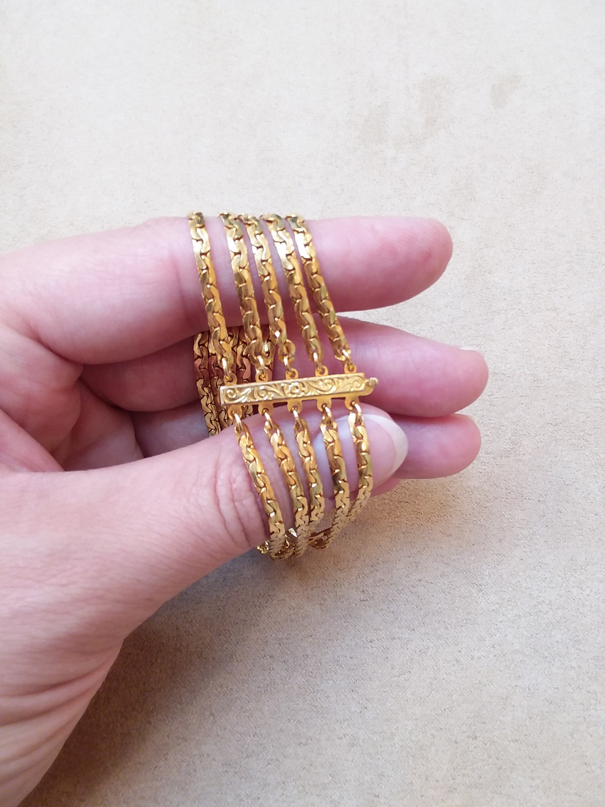 Vintage Gold Tone Smooth MULTIPLE CHAINS BRACELET Unique Gift - Etsy