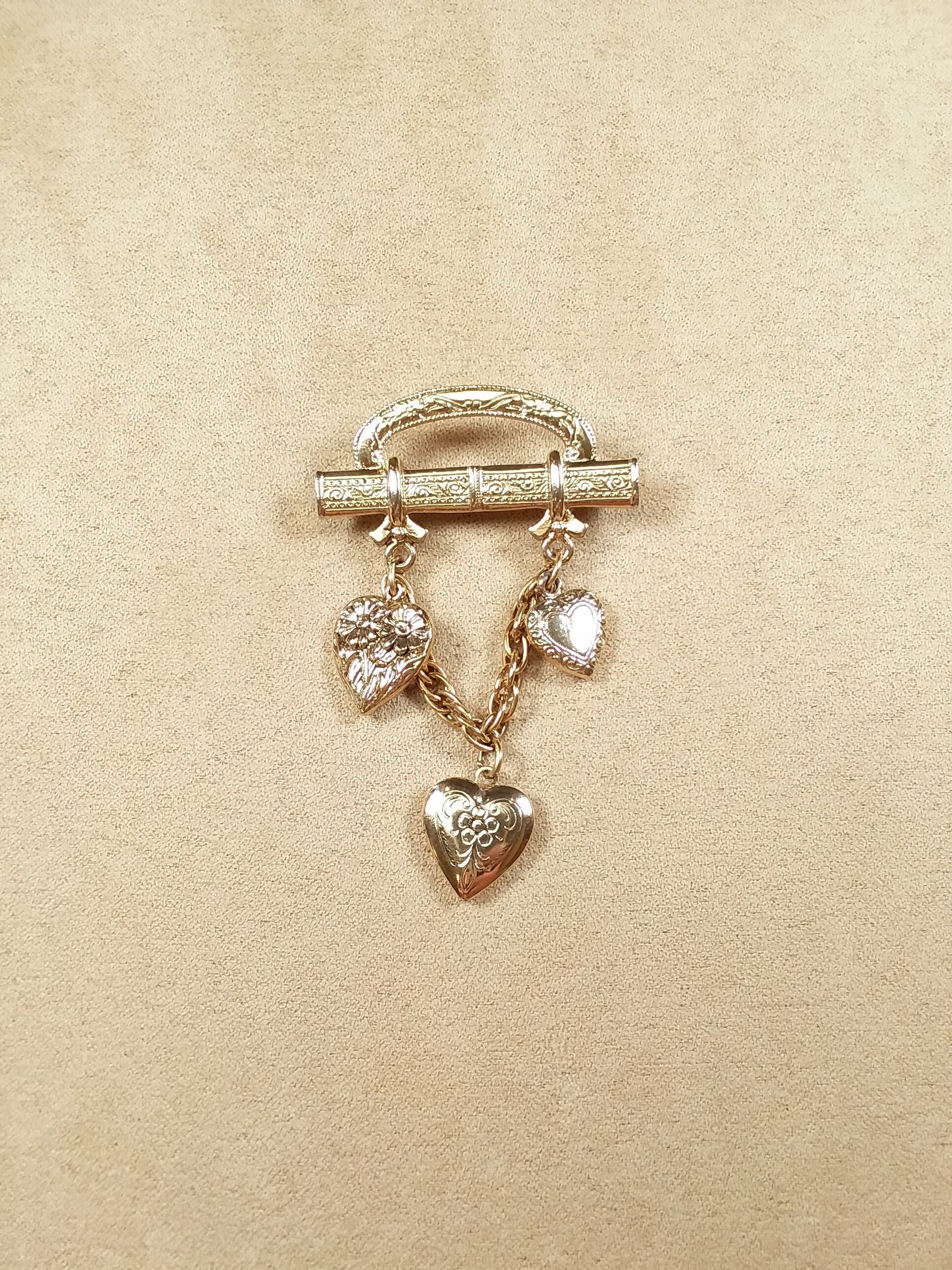 Vintage Gold Tone Triple HEART Shaped LOCKET Brooch Unique - Etsy