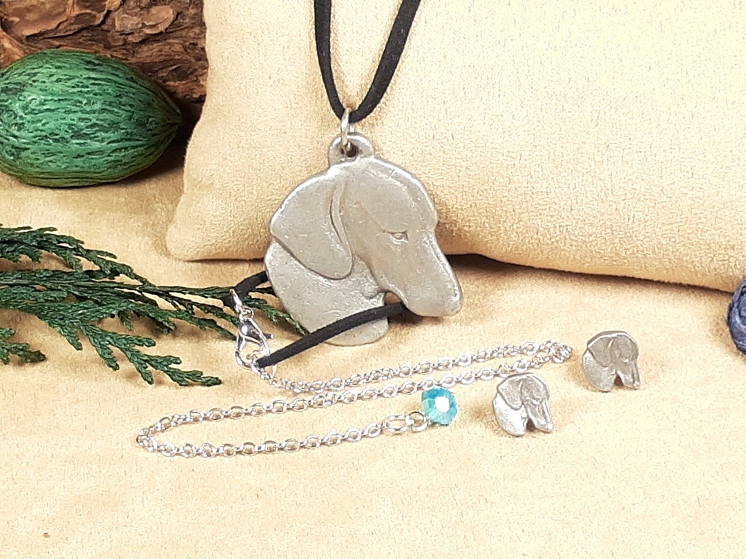 Dachshund Shaped Silver Jewelry Set, Dog Lover Necklace and Earrings ...