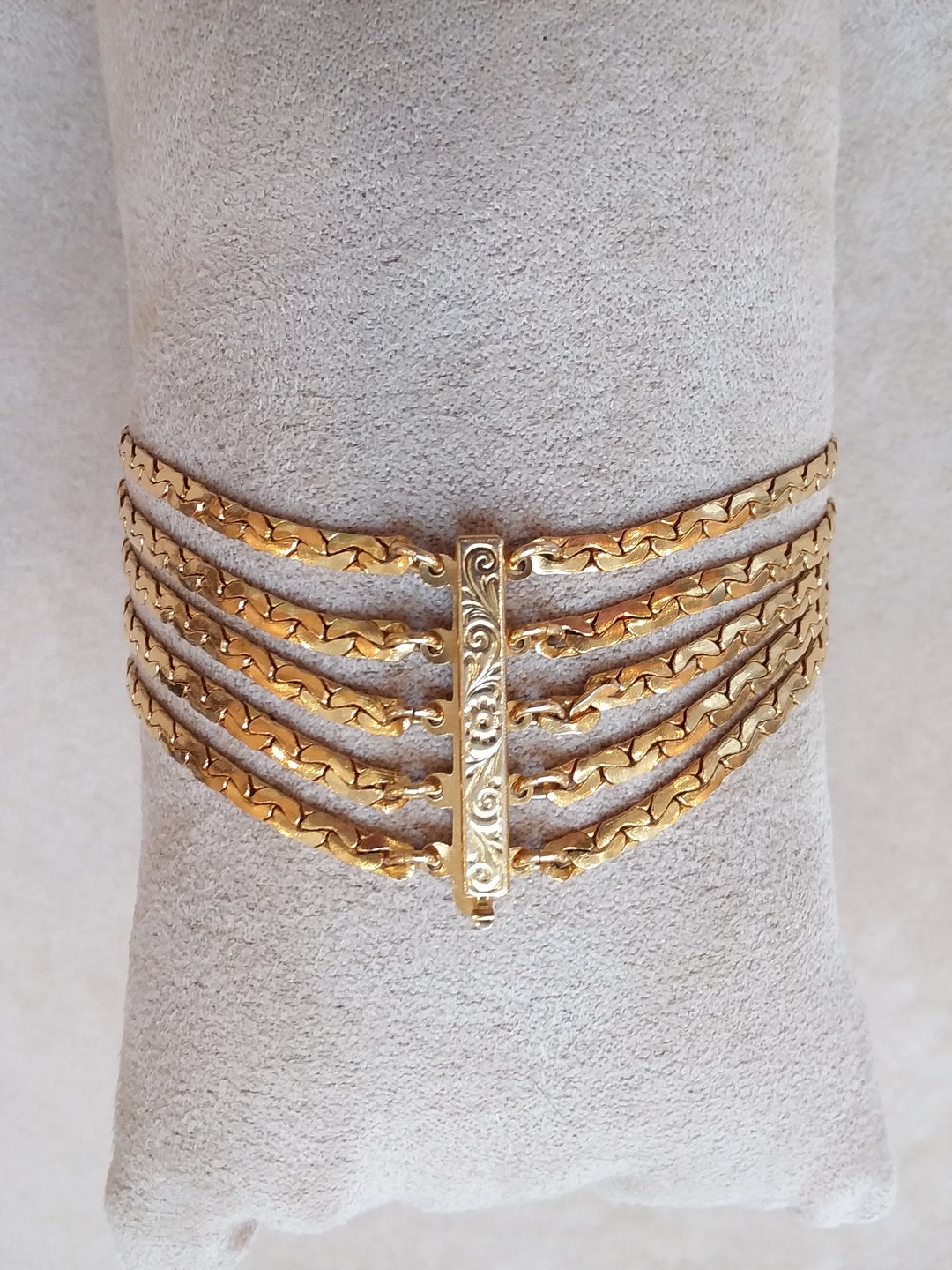 Vintage Gold Tone Smooth MULTIPLE CHAINS BRACELET, Unique Gift for Her ...