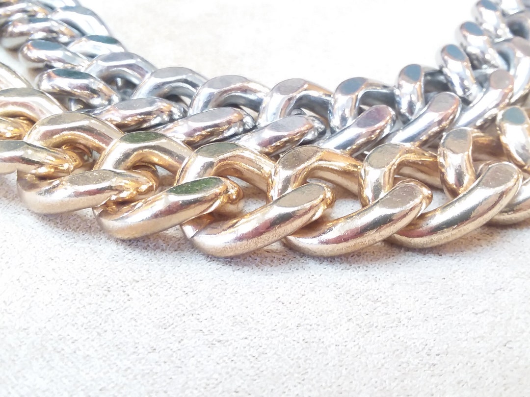 Vintage Massive Gold & Silver Chain Necklace, Unique Gift, Collectible ...