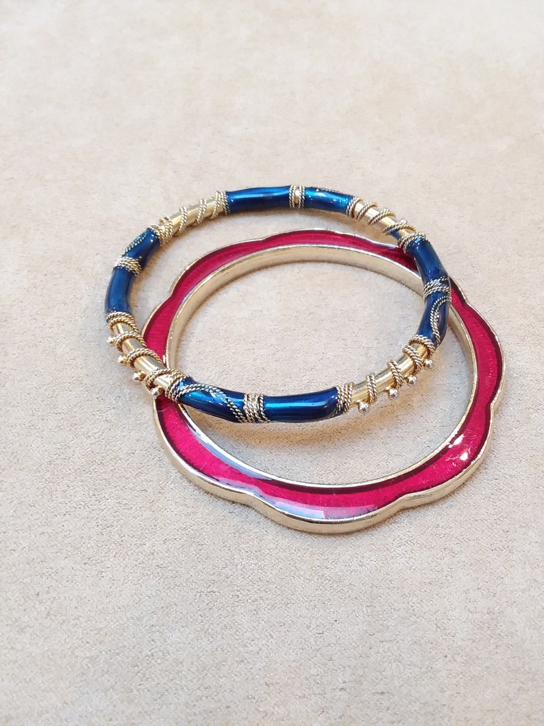 Beautiful Bangles Set of Two Vintage Enameled Bracelets - Etsy