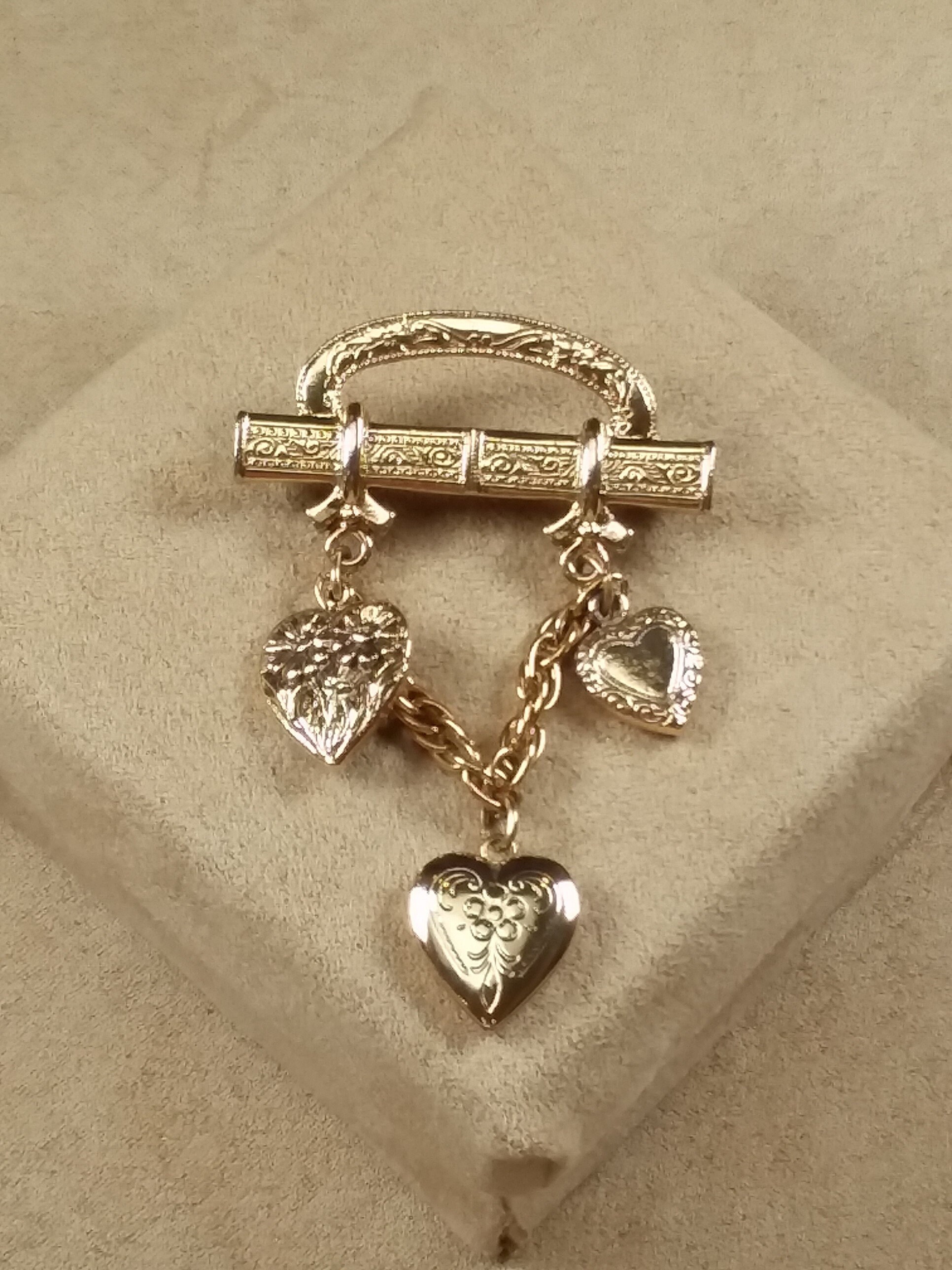 Vintage Gold Tone Triple HEART Shaped LOCKET Brooch Unique - Etsy